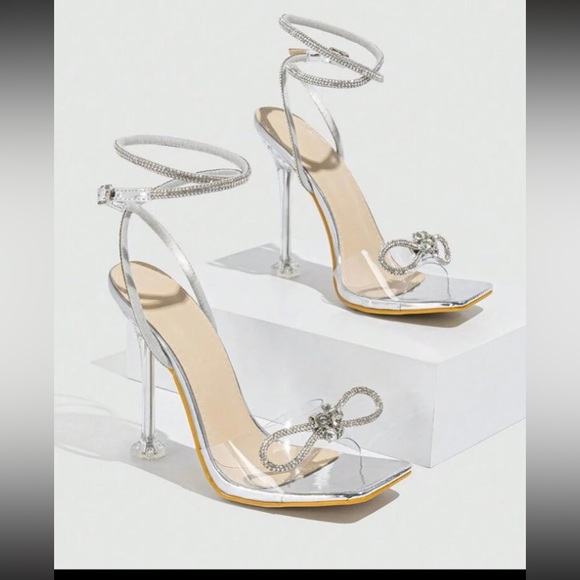 Shoes | Nwb Transparent Rhinestone Decor High Heels | Poshmark